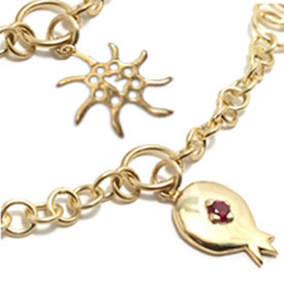 Solar Cross & Pom Gold-plated Silver Bracelet - Etsy
