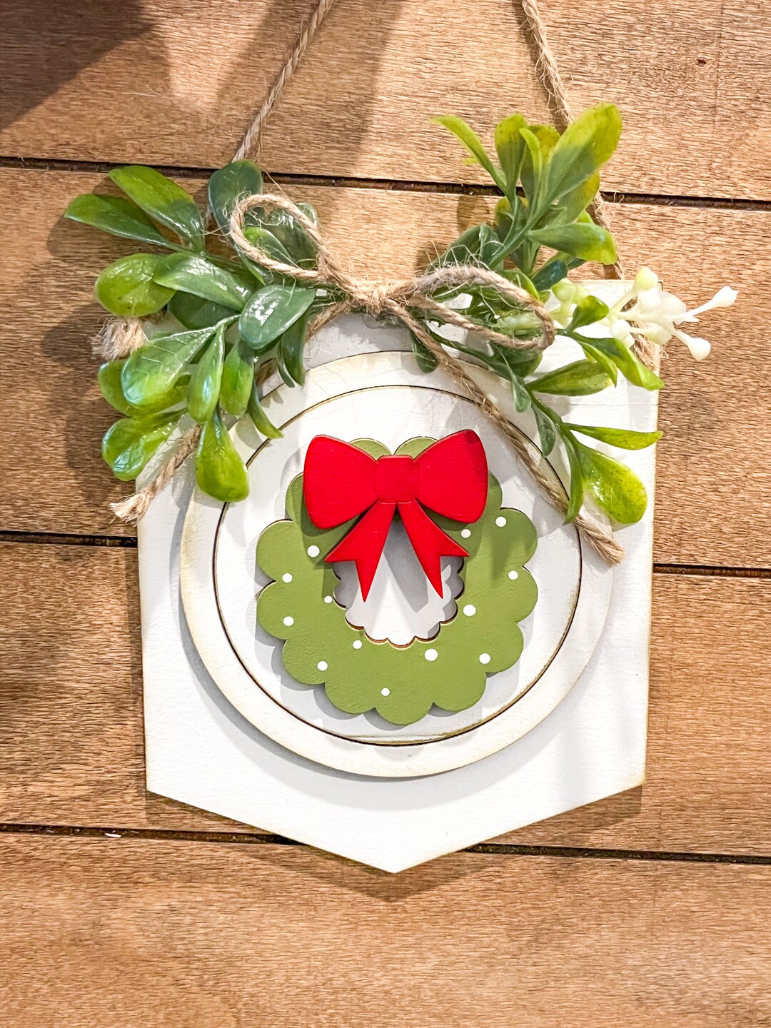 Christmas Wreath 3-inch Insert for Interchangeable Seasonal Sign ...