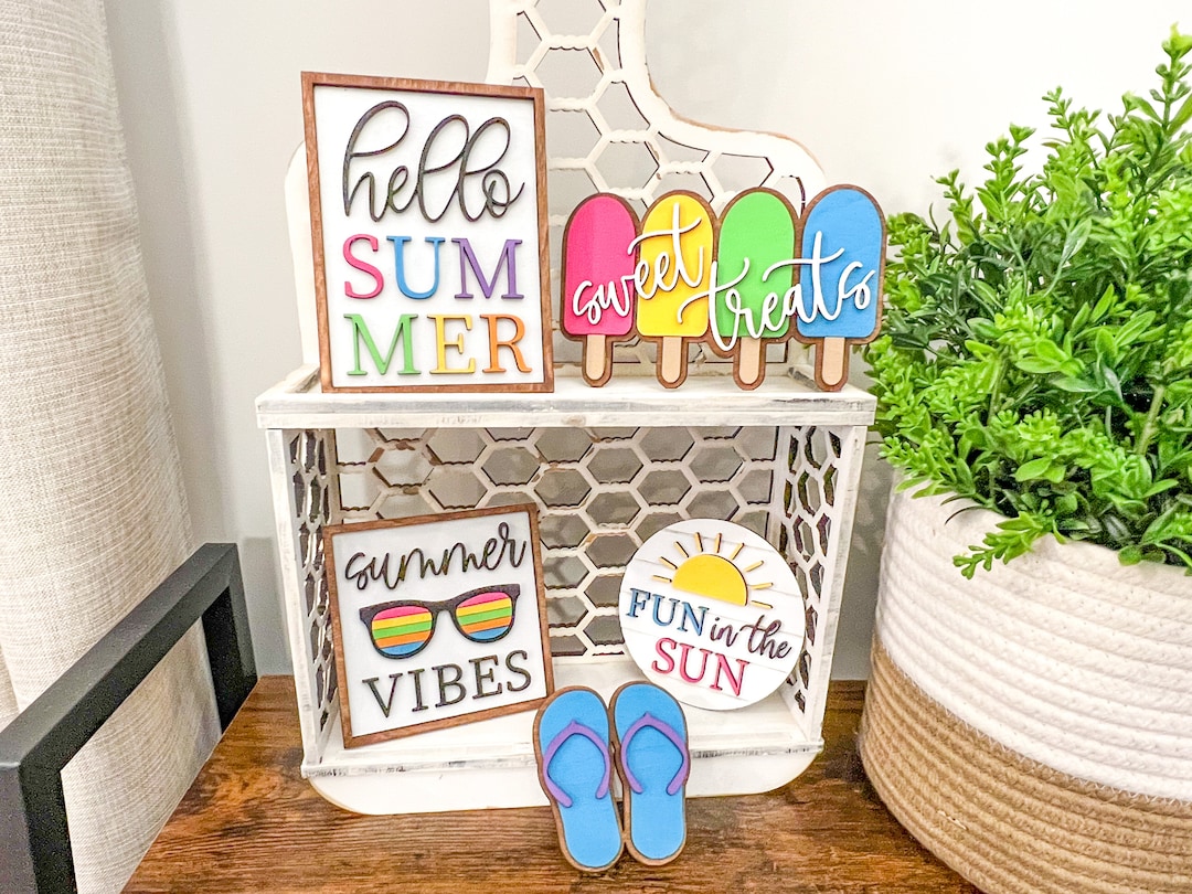 Hello Summer Tiered Tray Set | Lemonade Decor | Sweet Treat | Summer ...