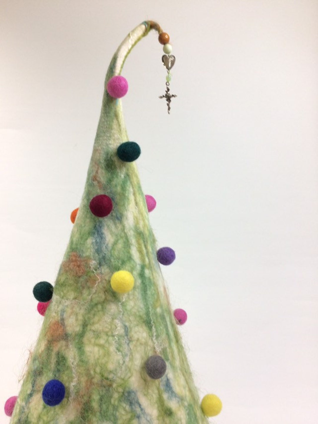 Hand Felted Christmas Tree, With Felt Christmas Balls, Merino Wool Silk ...
