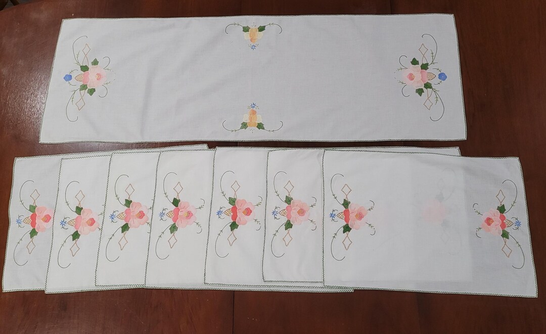 Vintage Placemats Set of 8. Fine Applique and Hand Embroidered With ...