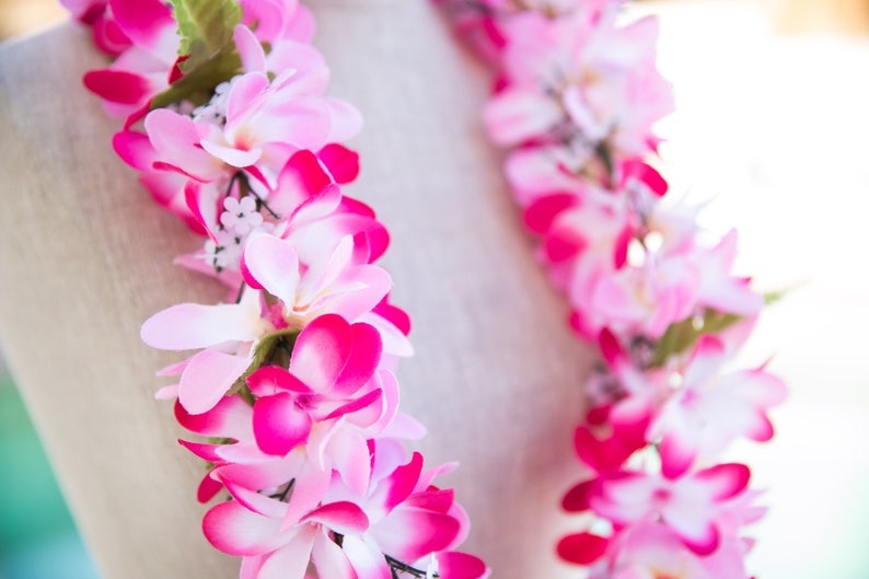 Deluxe SILK FLOWER LEI Bright Pink and Light Pink Plumerias | Etsy