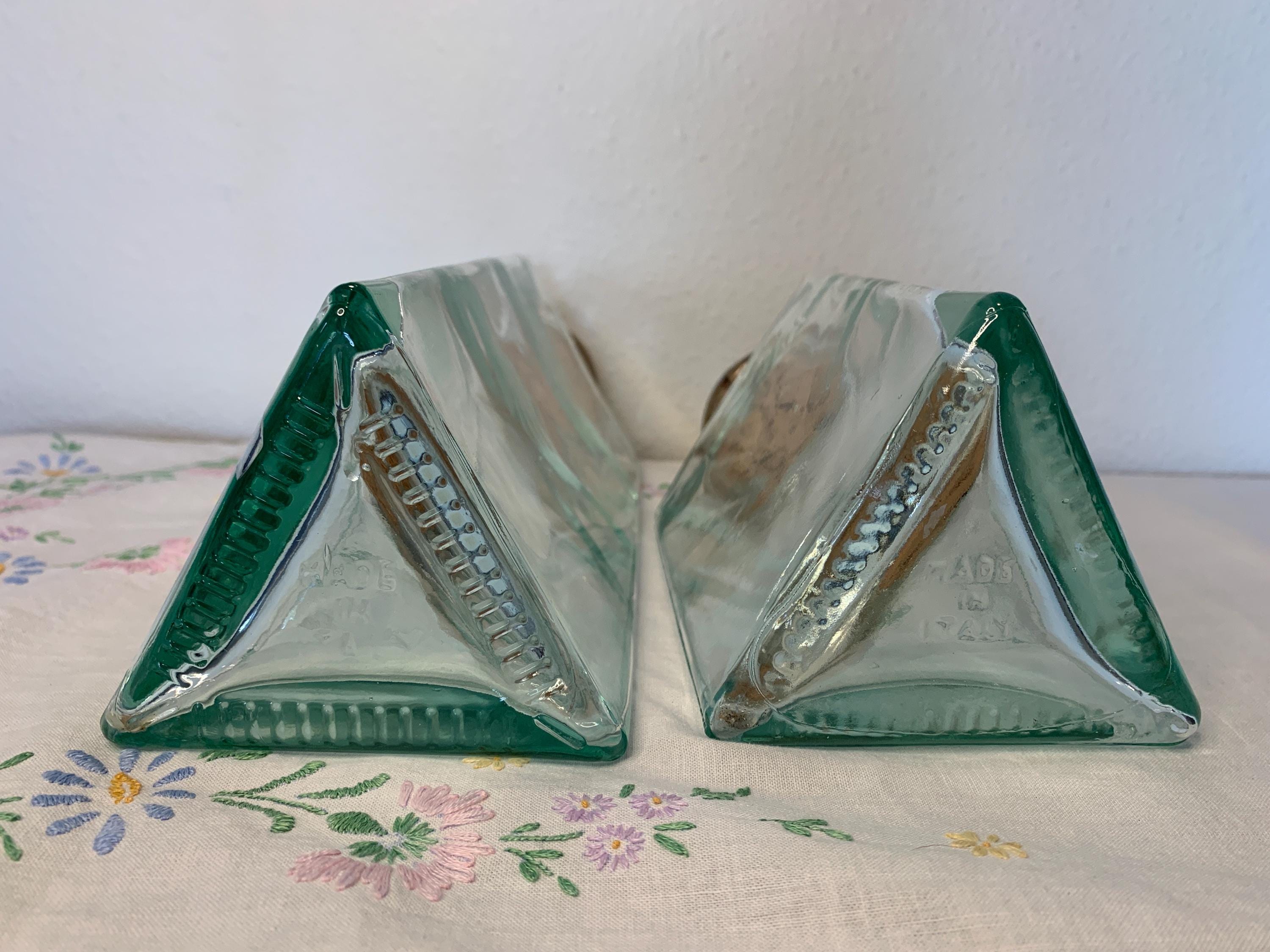 Vintage Italian Triangular Glass Jars With Cork Stoppers, Set of Two ...