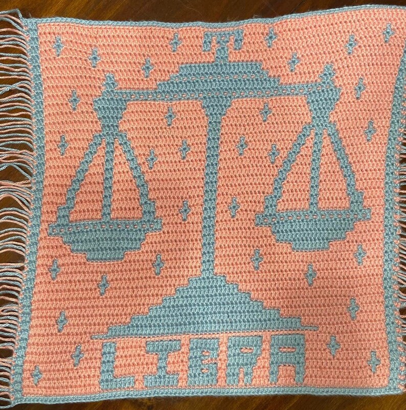 Libra Zodiac Overlay Mosaic Crochet Square Panel Pattern - Etsy
