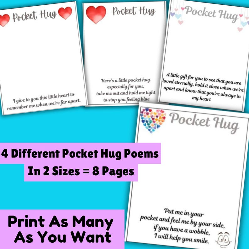 Pocket Hug Verse Display Cards, 4 Different Designs, 2 Sizes, 8 Pages ...