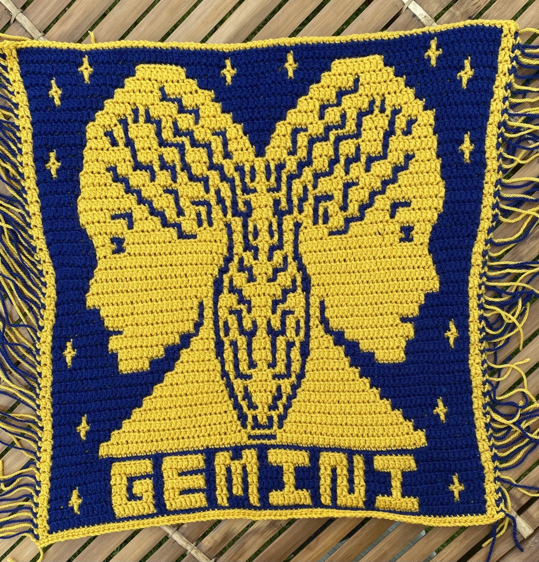 Gemini Zodiac Overlay Mosaic Crochet Square Panel Pattern - Etsy