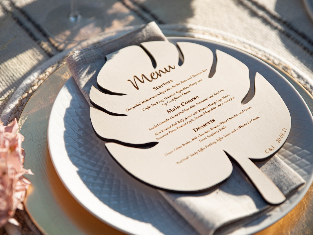 Personalised Wedding Menu, Monstera Leaf Menu, Boho Wedding, Botanical ...