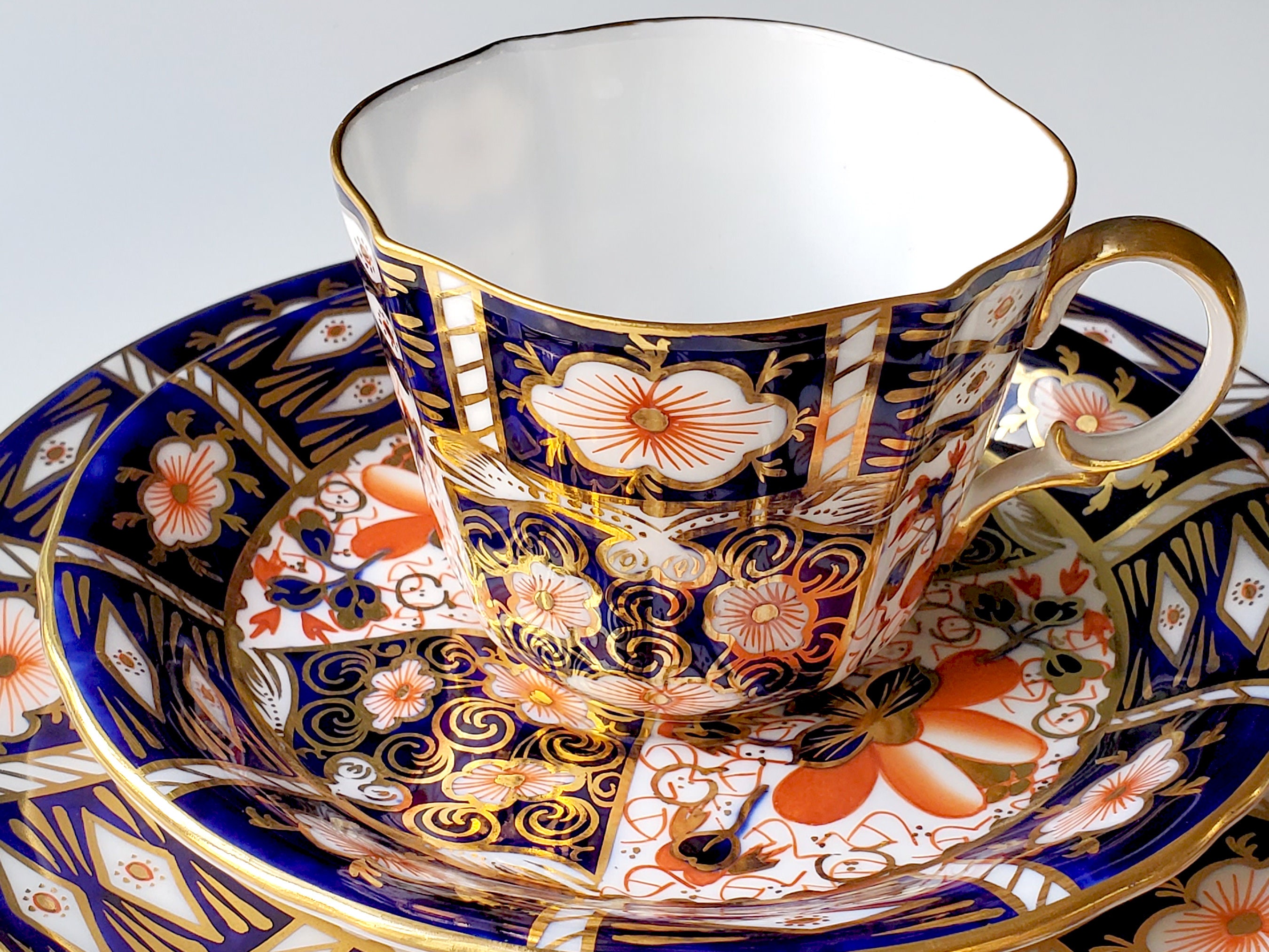 1920s Royal Crown Derby Traditional Imari Tea Cup Saucer Dessert Pie ...