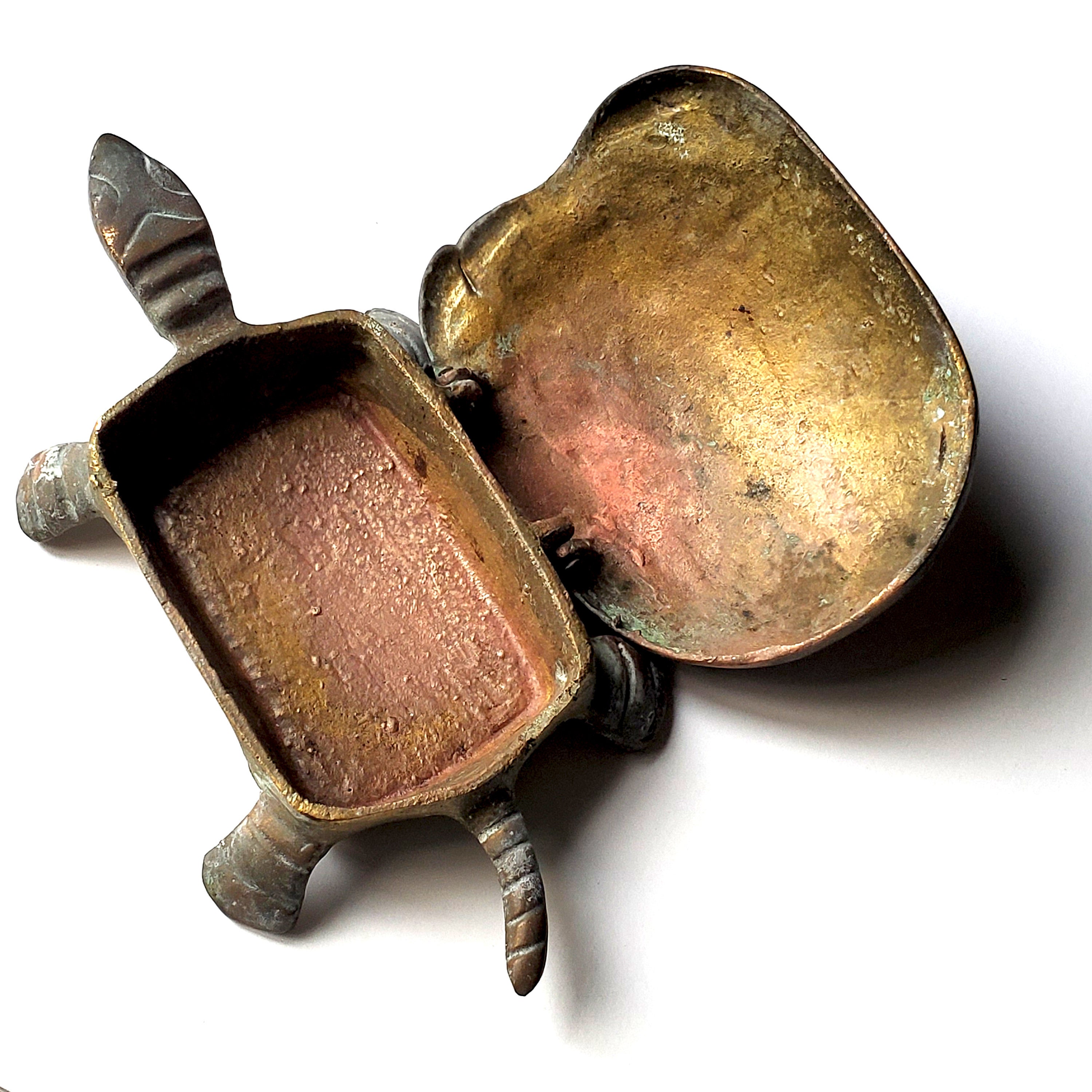 1950s Chunky Solid Brass Turtle Treasure Box - Etsy