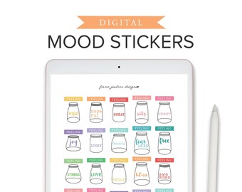 Digital Mood Tracker Stickers for Goodnotes Planner Emotion | Etsy