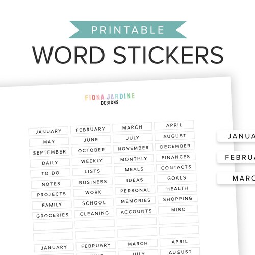 Small Printable Word Stickers for Organizing Planner Sections - Etsy