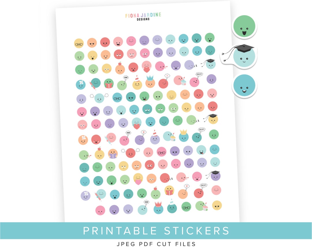 Printable Emoji Stickers for Daily Planner Layouts, Cute Printable ...