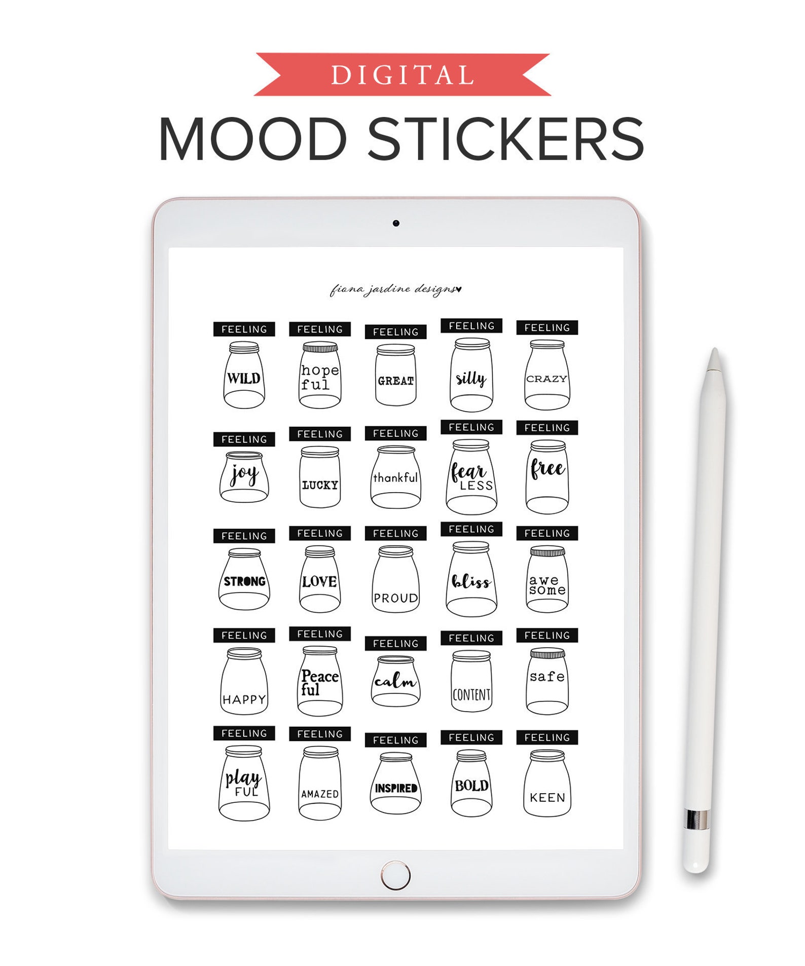 Digital Mood Tracker Stickers for Goodnotes Planner Emotion | Etsy