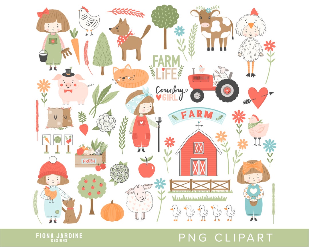 Farm Themed Clipart Farmer Lifestyle PNG Illustrations - Etsy