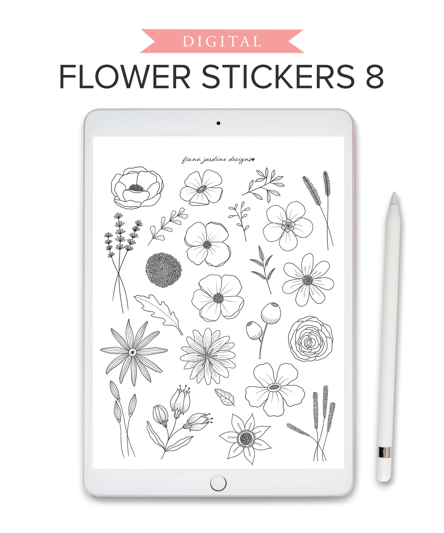 Goodnotes Planner Flower Stickers Digital Bullet Journal - Etsy