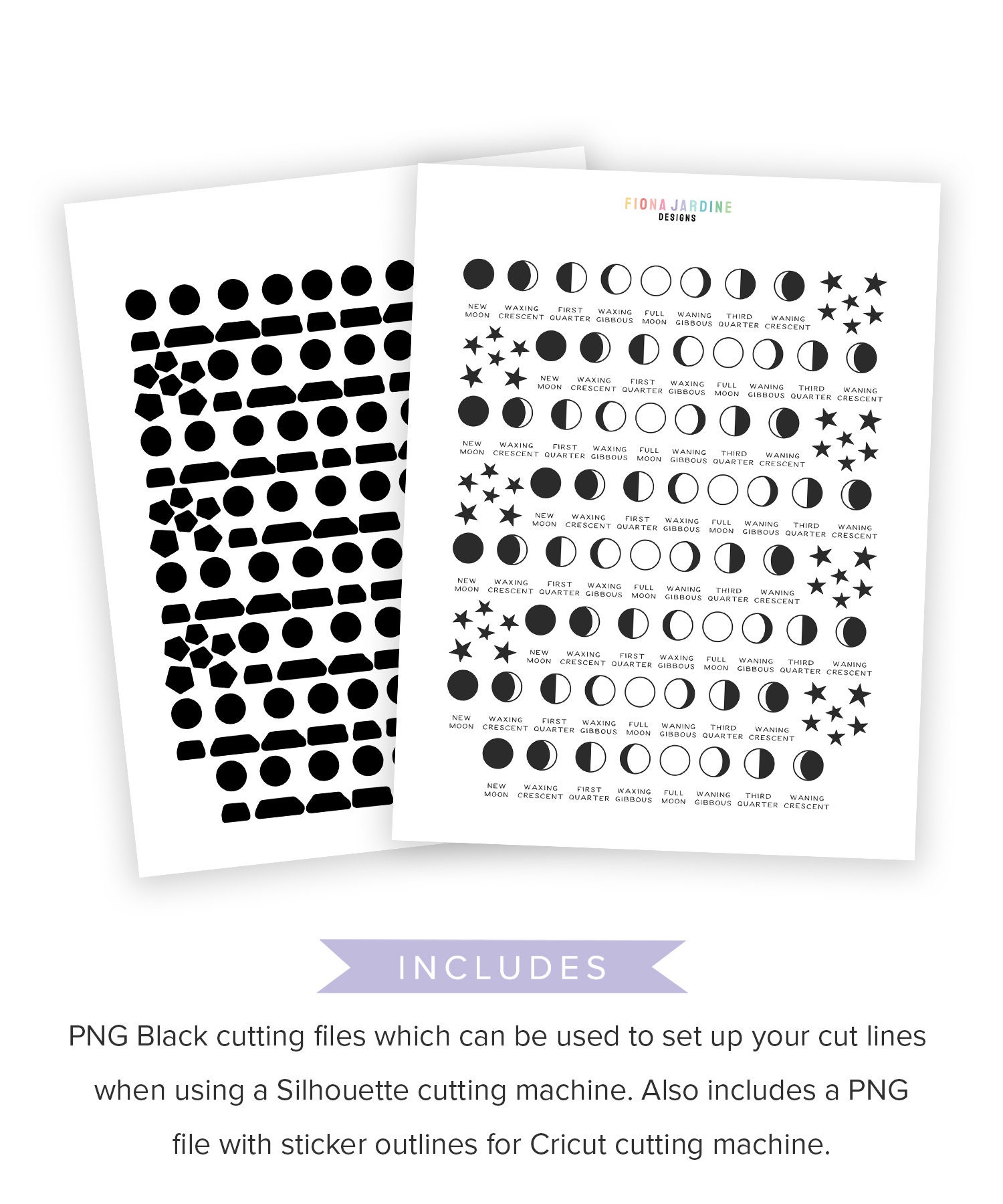 Moon Phase Printable Planner Stickers Bullet Journal - Etsy