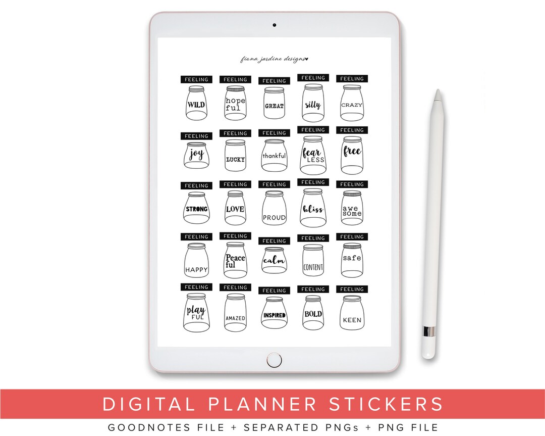 Digital Mood Tracker Stickers for Goodnotes Planner, Emotion Wellbeing ...