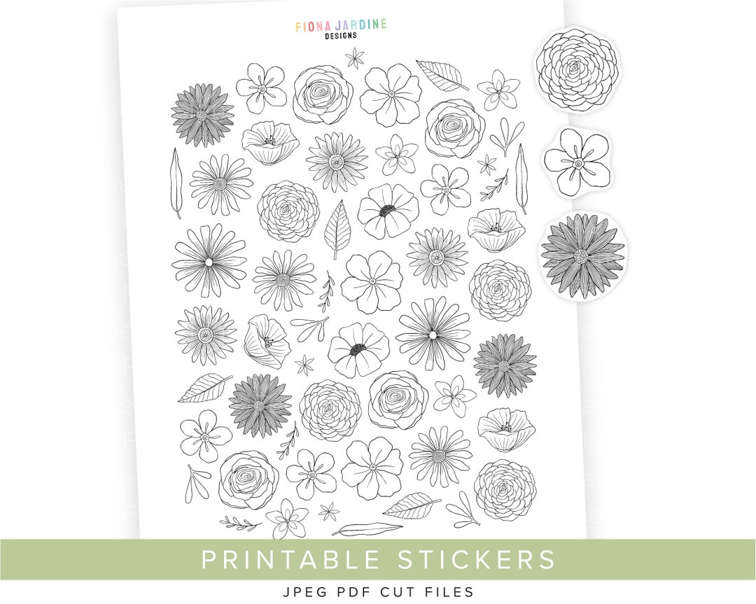 Printable Bullet Style Journal Flower Stickers Printable - Etsy