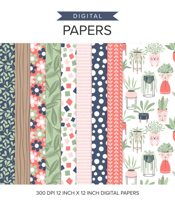 Decorative Digital Papers Printable Scrapbook Papers | Etsy