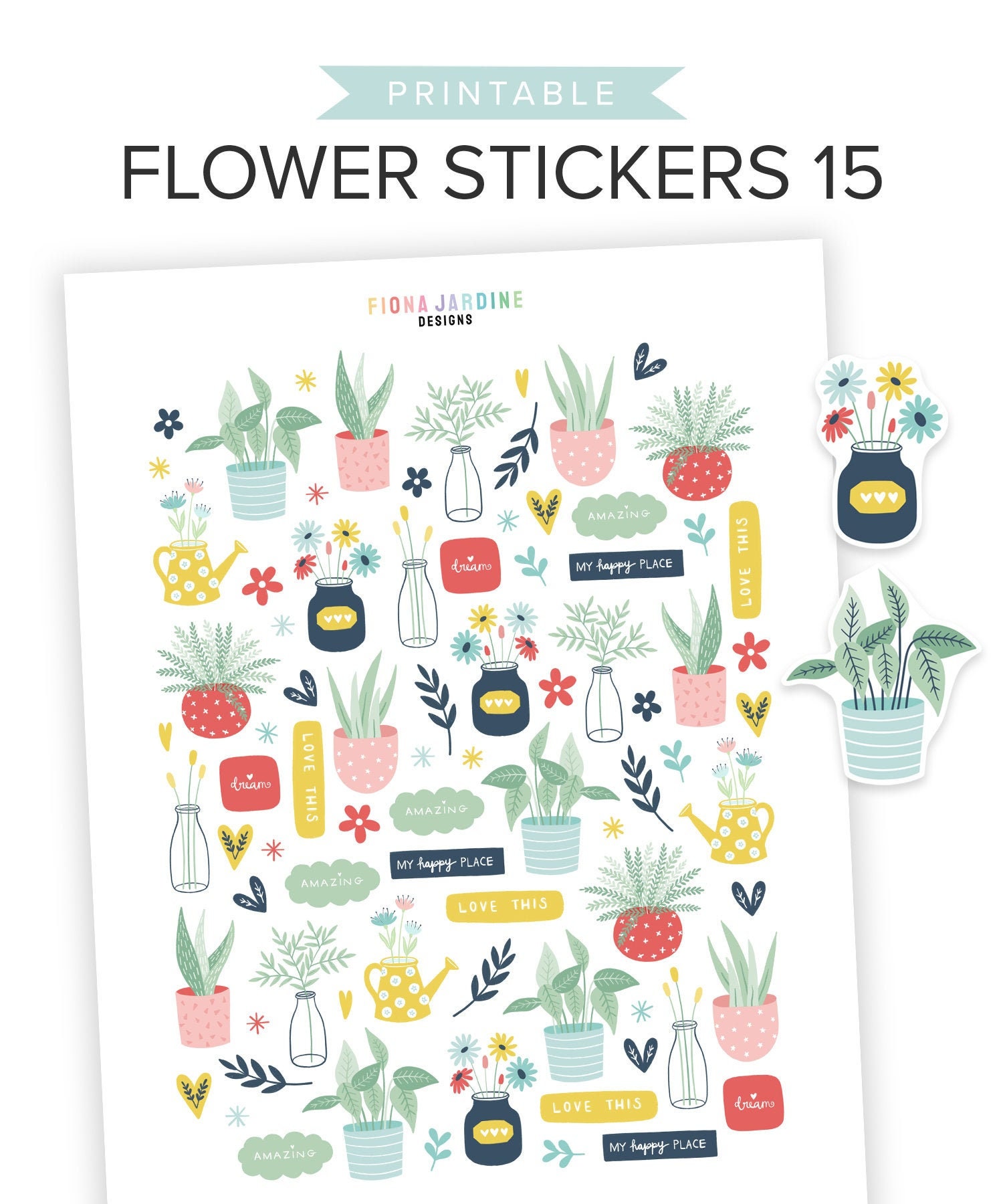 Printable Flower Stickers Decorative Printable Bullet Journal - Etsy