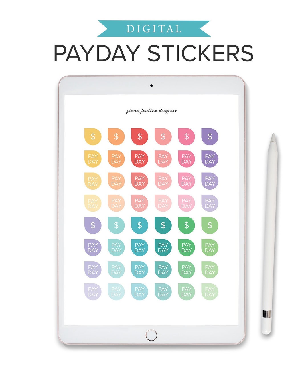 Payday Stickers for Digital Planner Colorful Budget Planner - Etsy