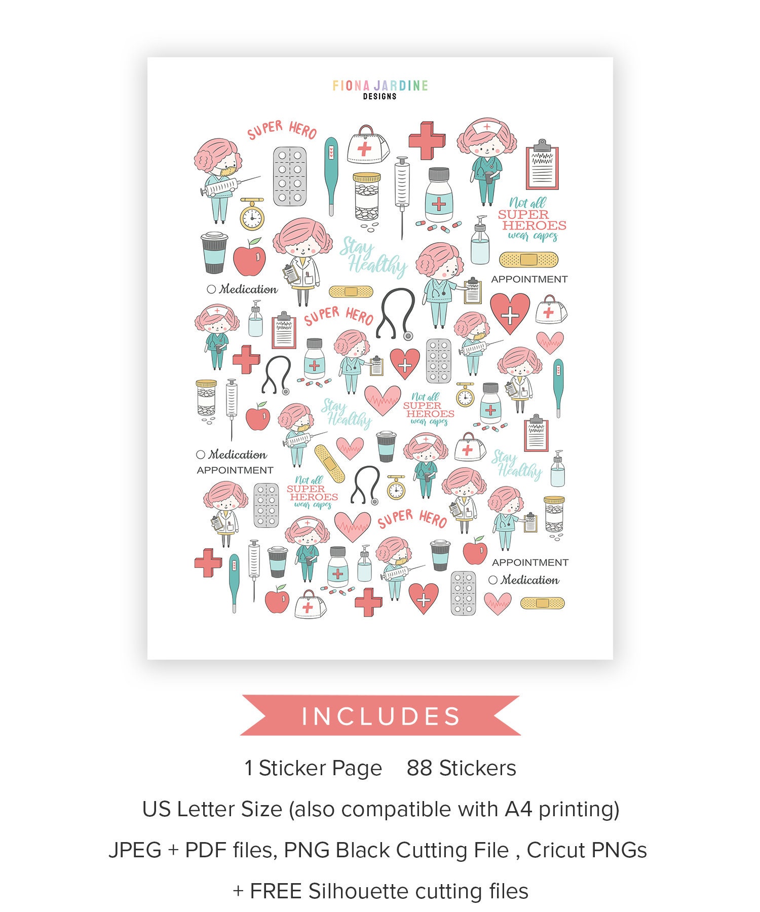 Nurse and Doctor Printable Planner Stickers Nurse Stickers | Etsy