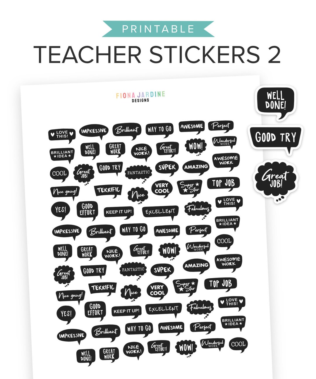 Printable Teacher Stickers Student Reward Printable Stickers - Etsy