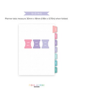 Small Monthly Printable Planner Tabs for Daily Planners, Bullet Style ...
