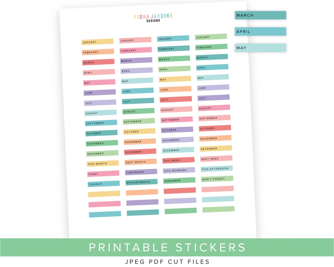 Months of the Year Printable Planner Stickers, Daily Planner Minimal ...