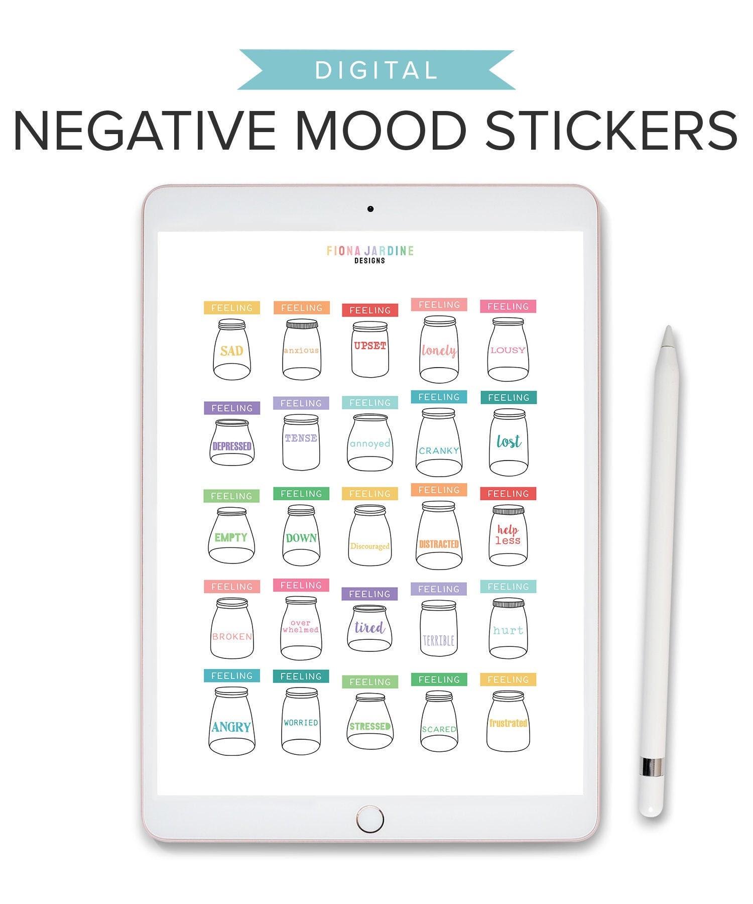 Negative Mood Tracker Stickers for Goodnotes Planner Digital - Etsy ...