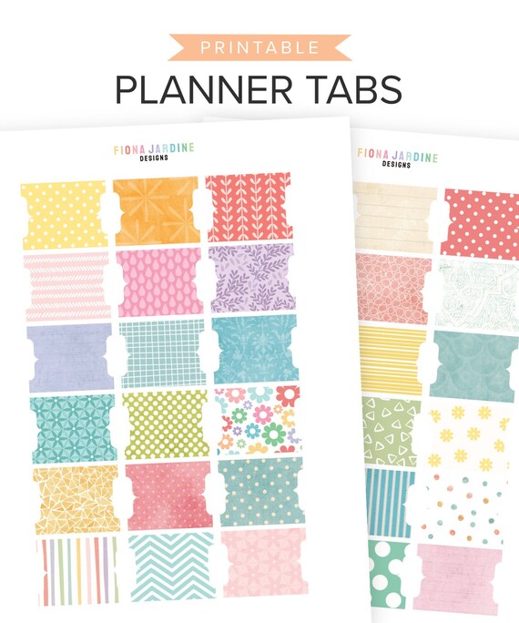 Patterned Printable Planner Tabs Large Divider Tabs for - Etsy