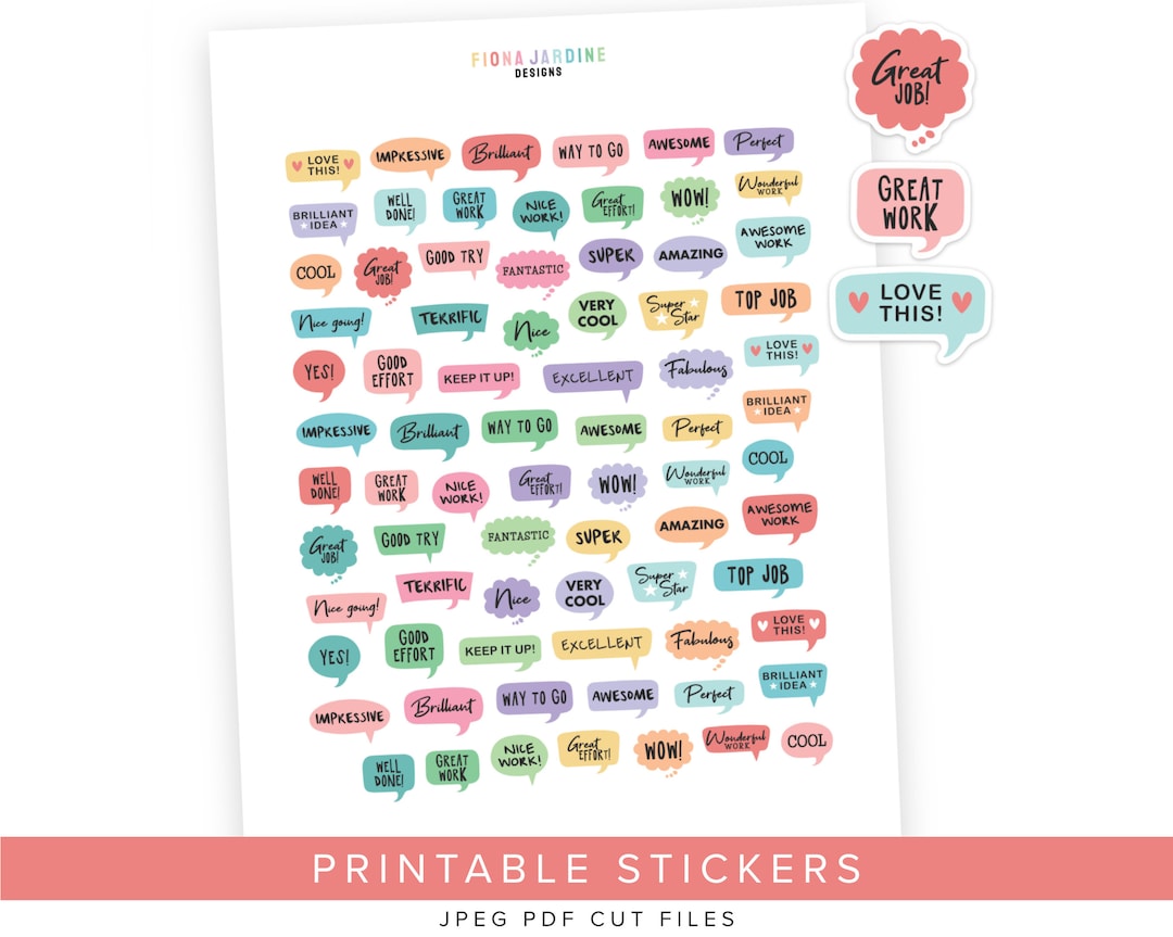 Printable Teacher Stickers, Student Reward Printable Stickers for ...