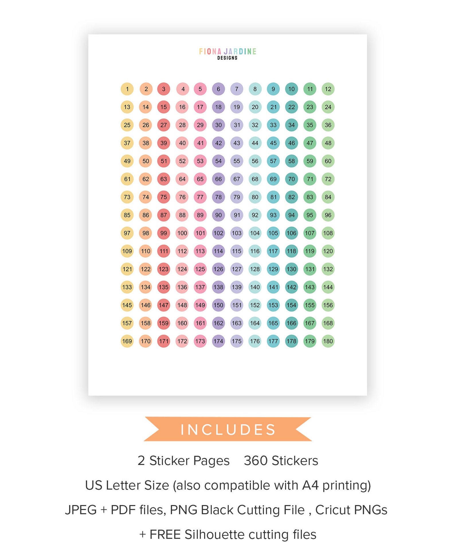 360 Colored Number Stickers 10mm 0.4in Round Printable Bullet - Etsy