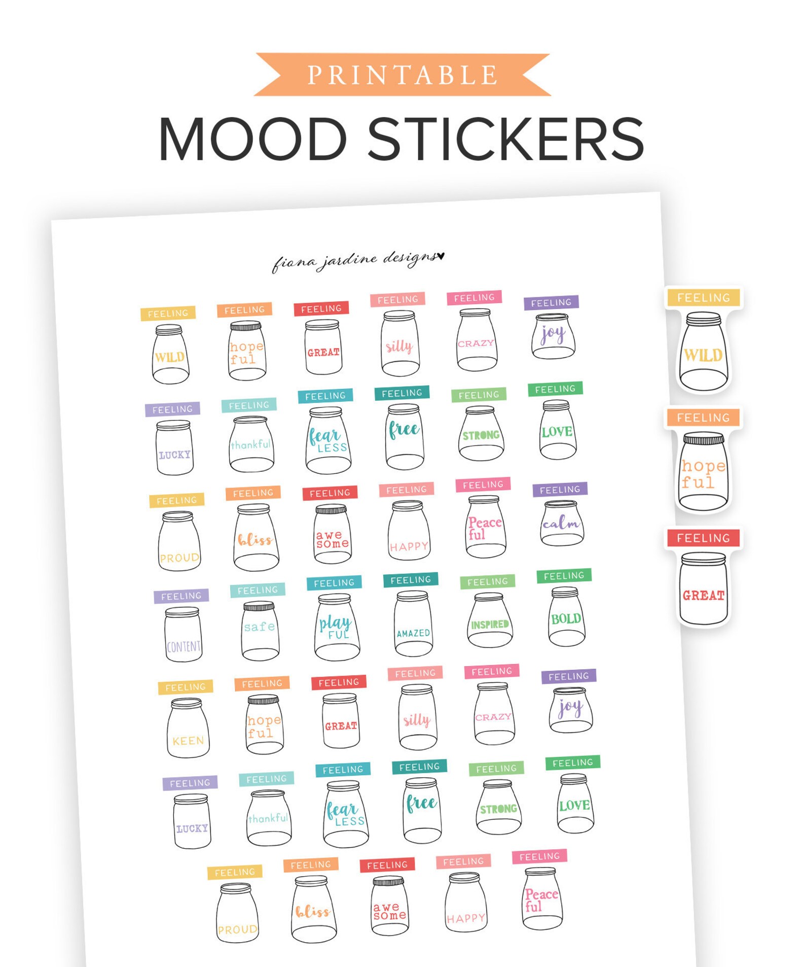 Printable Mood Tracker Stickers for Day Planner Hand Drawn - Etsy