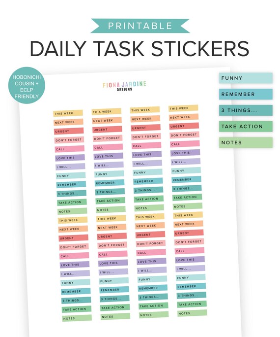 Printable Daily Planner Reminder Stickers Routine & Daily - Etsy