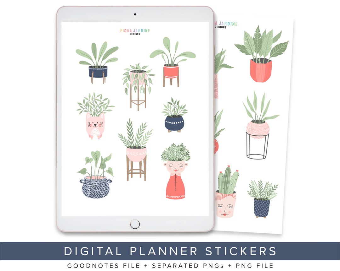 Plant Digital Planner Stickers, Plant Pot Decorative Digital Bullet ...