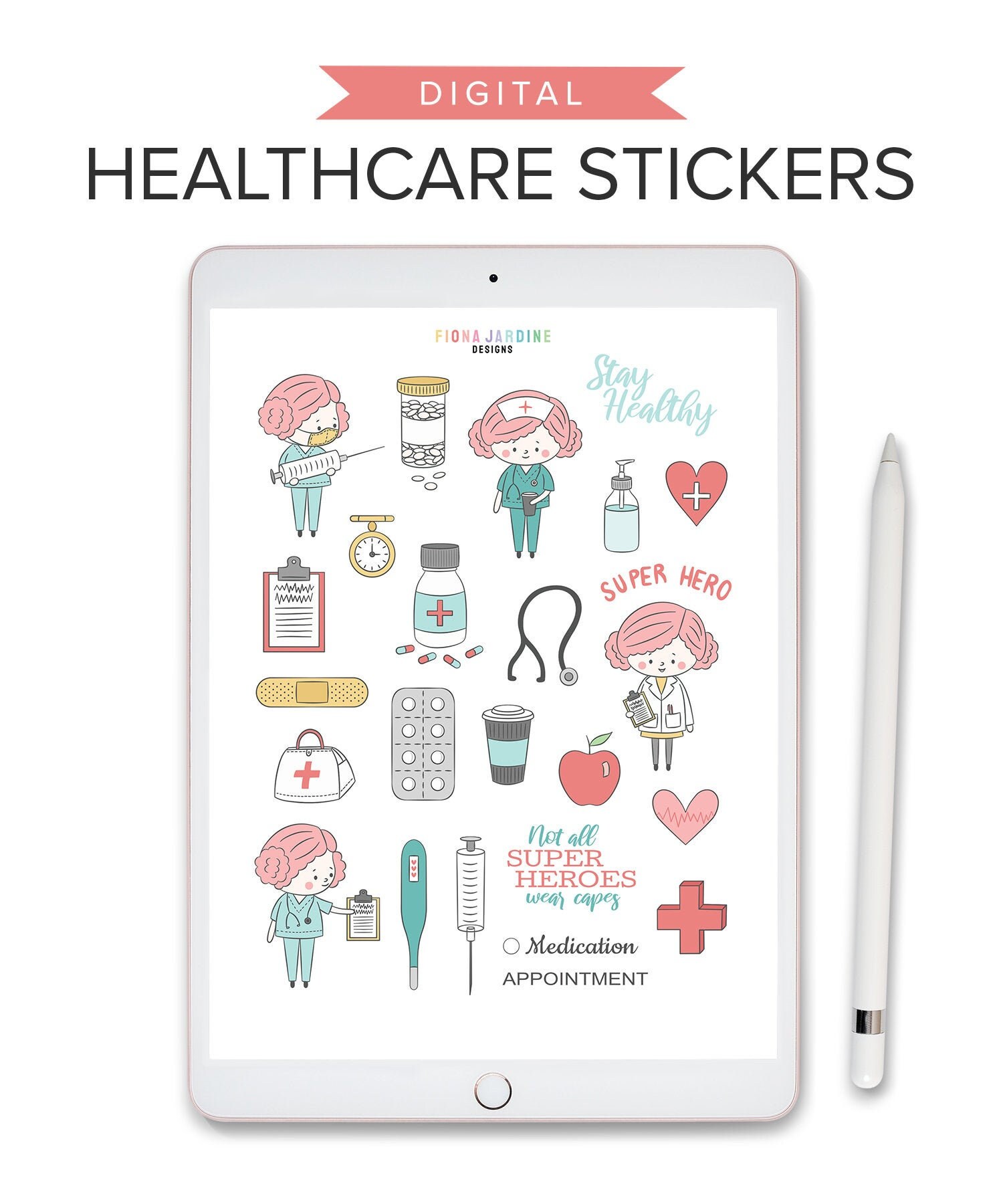 46 Medical Appointments Digital Planner Stickers Paper & Party Supplies ...