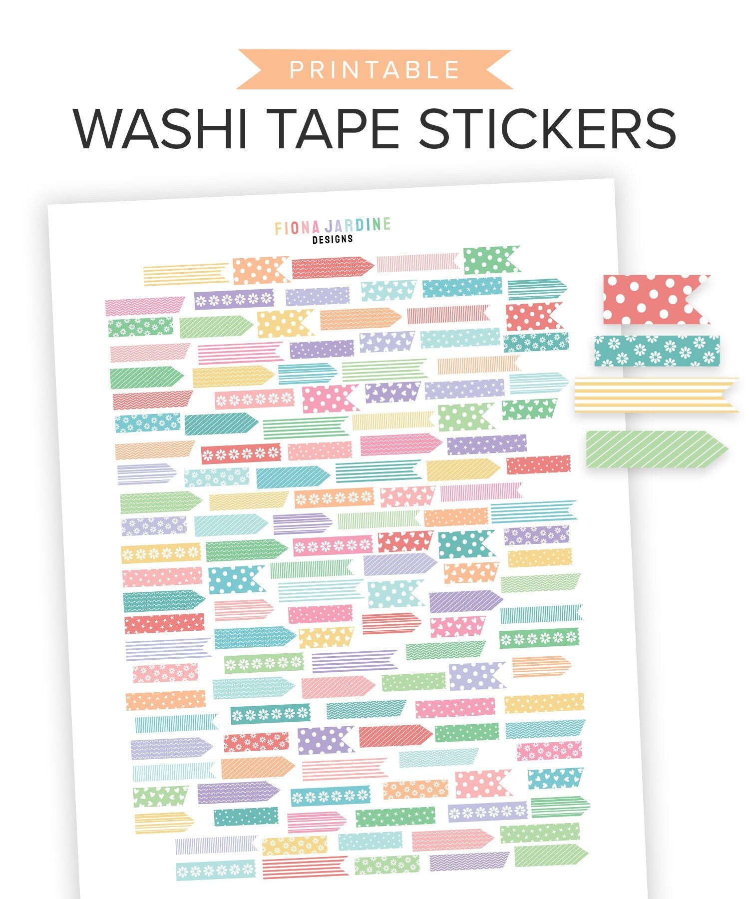 Printable Washi Tape Stickers Decorative Printable Planner | Etsy