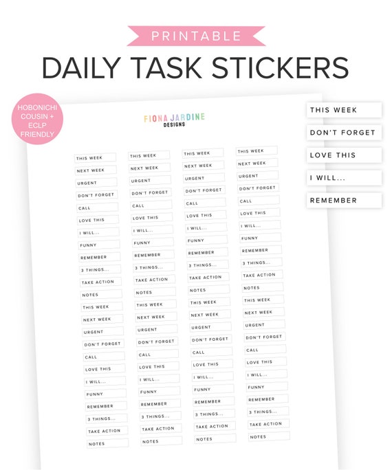 Printable Daily Planner Reminder Stickers Routine & Daily | Etsy