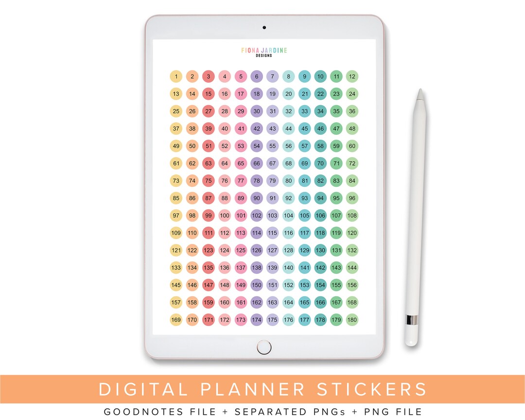 360 Colored Number Stickers for Digital Daily Planner, Digital Bullet ...