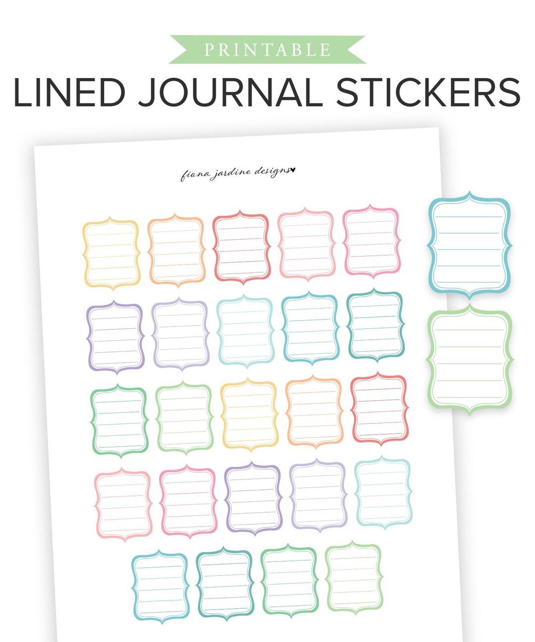 Printable Journal Stickers For Daily Planner Lined Journaling - Etsy