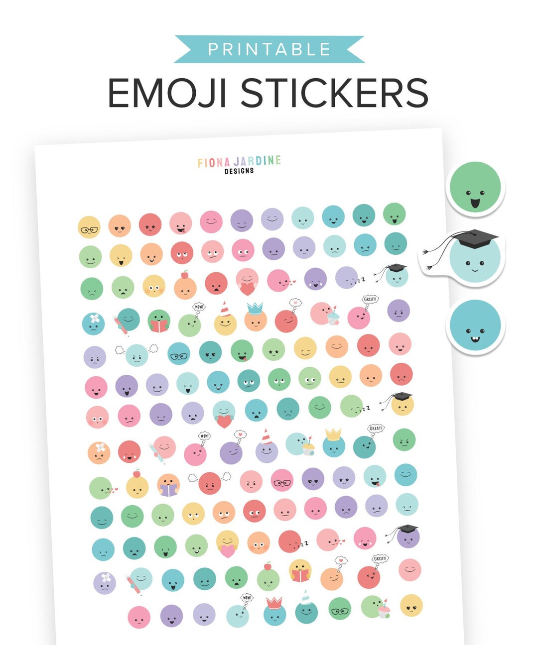 Printable Emoji Stickers for Daily Planner Layouts Decorative - Etsy