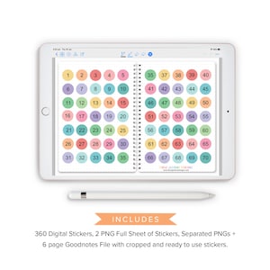 360 Colored Number Stickers for Digital Daily Planner, Digital Bullet ...