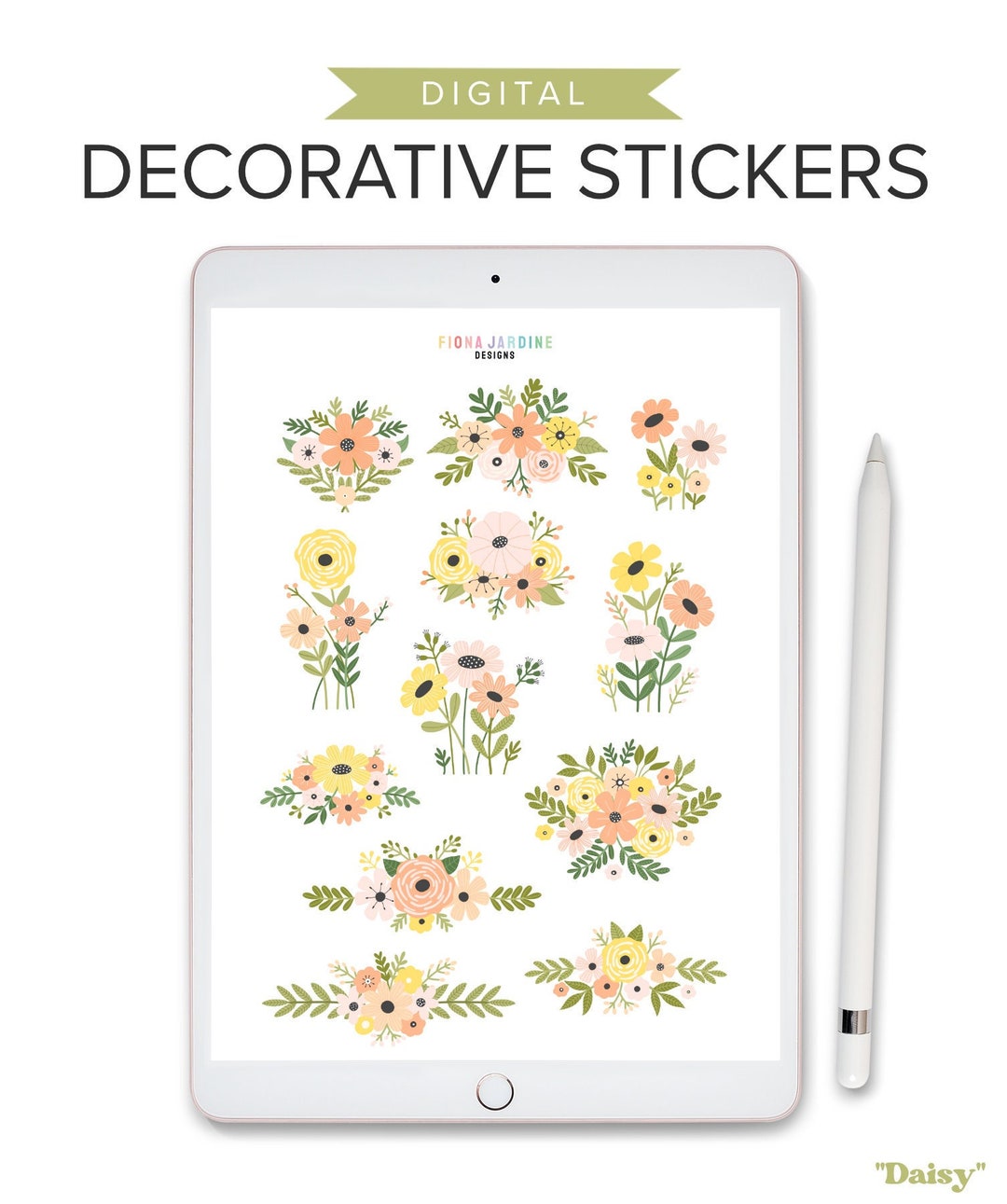 Floral Digital Planner Stickers for Decorating Your Goodnotes Planner ...