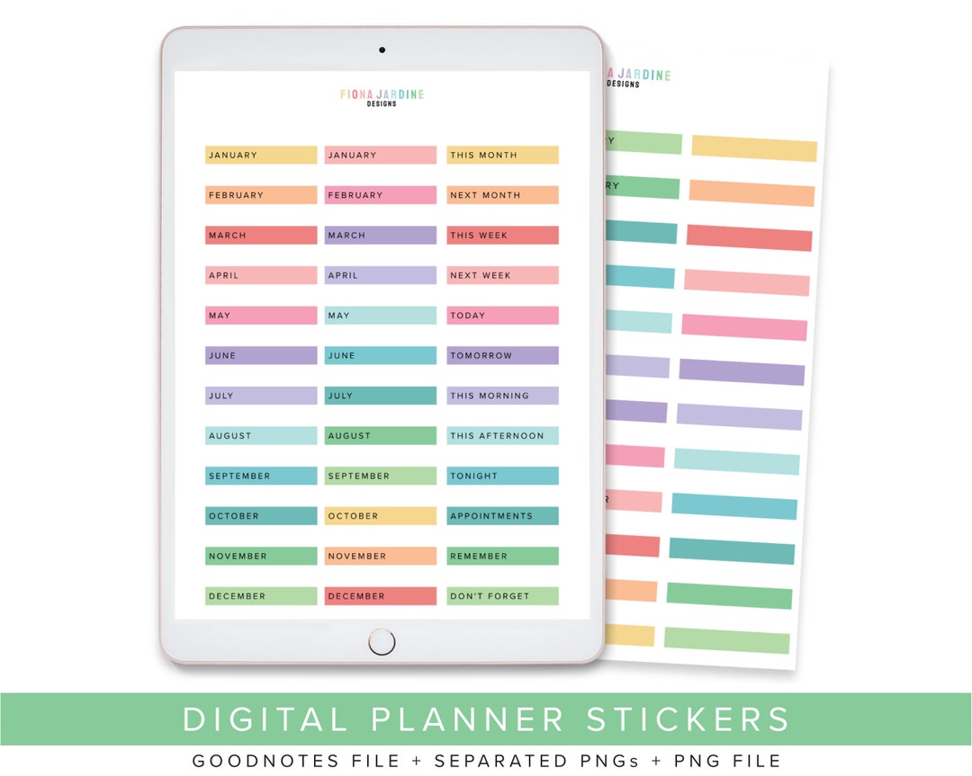 Months of the Year Digital Planner Stickers, Minimal Daily Planner ...