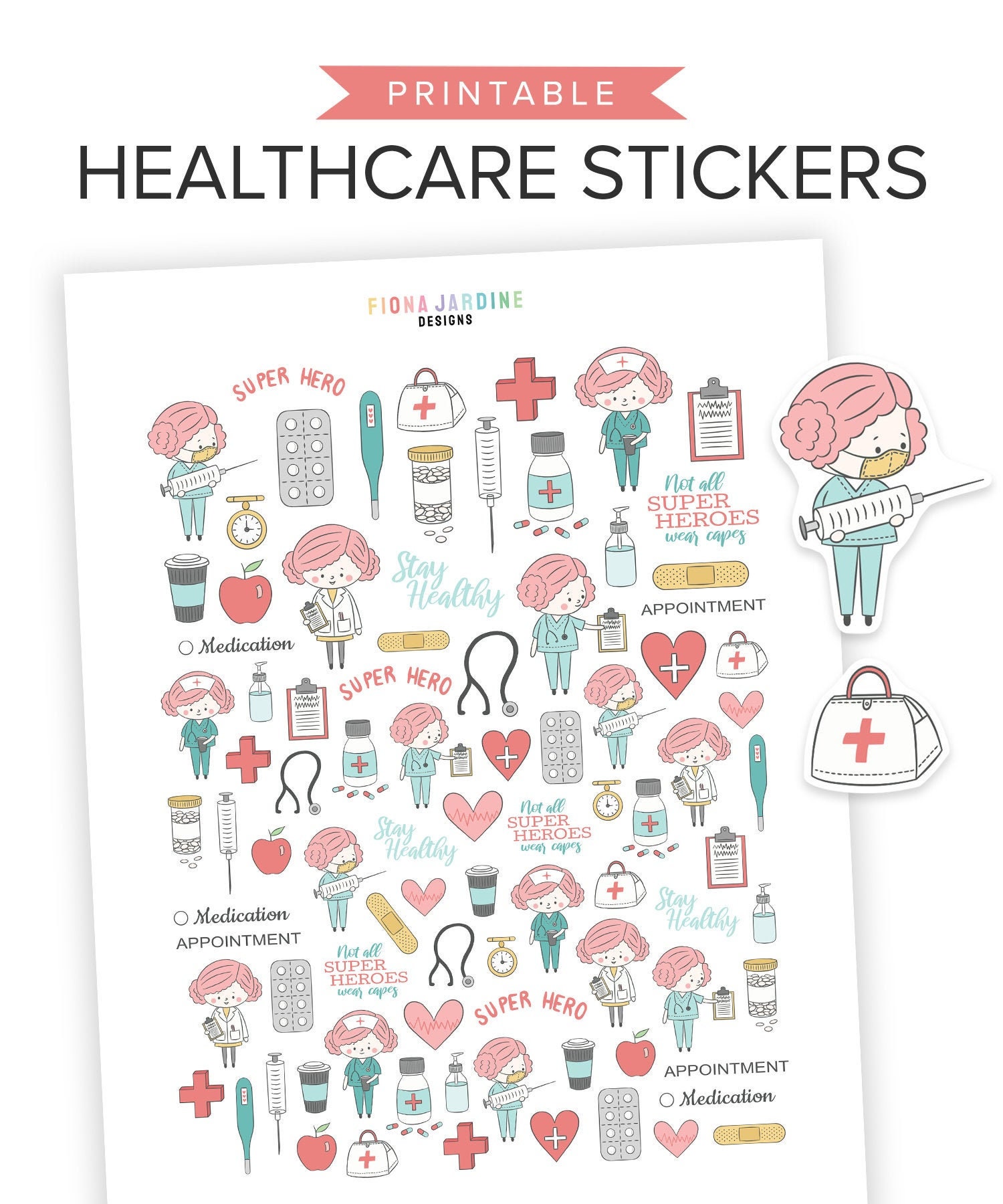 Nurse and Doctor Printable Planner Stickers Nurse Stickers | Etsy