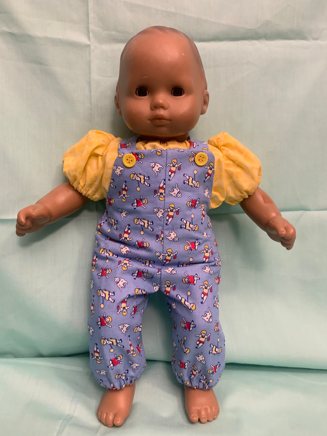 Bitty Baby Blue Overalls With Yellow Peasant Blouse - Etsy