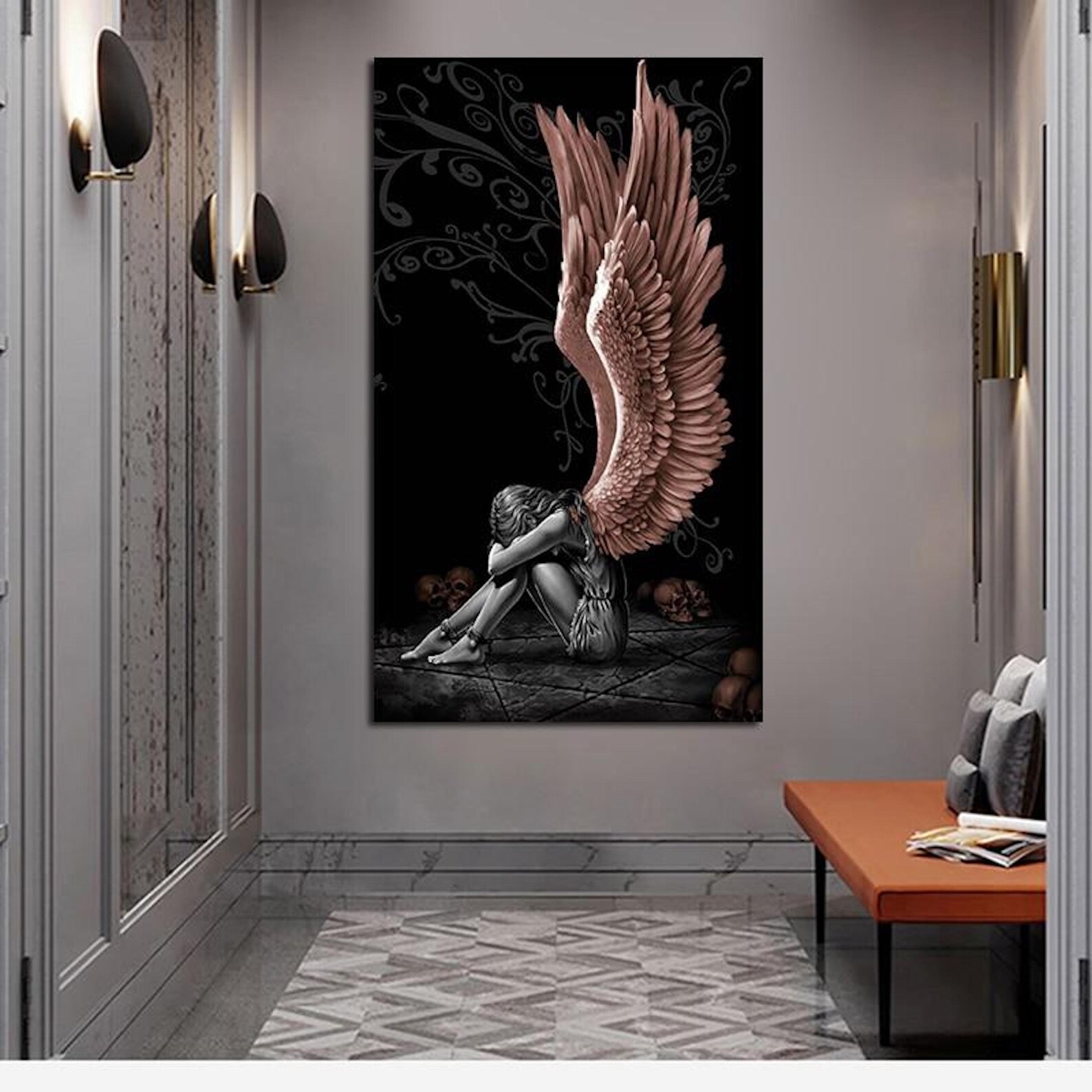 Angels and Demons Canvas Printable Wall Art No Frame Gray - Etsy