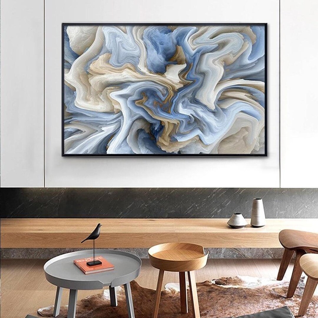 Blue Marble Wall Art Canvas Wall Art Prints, Abstract Marble, Printable ...