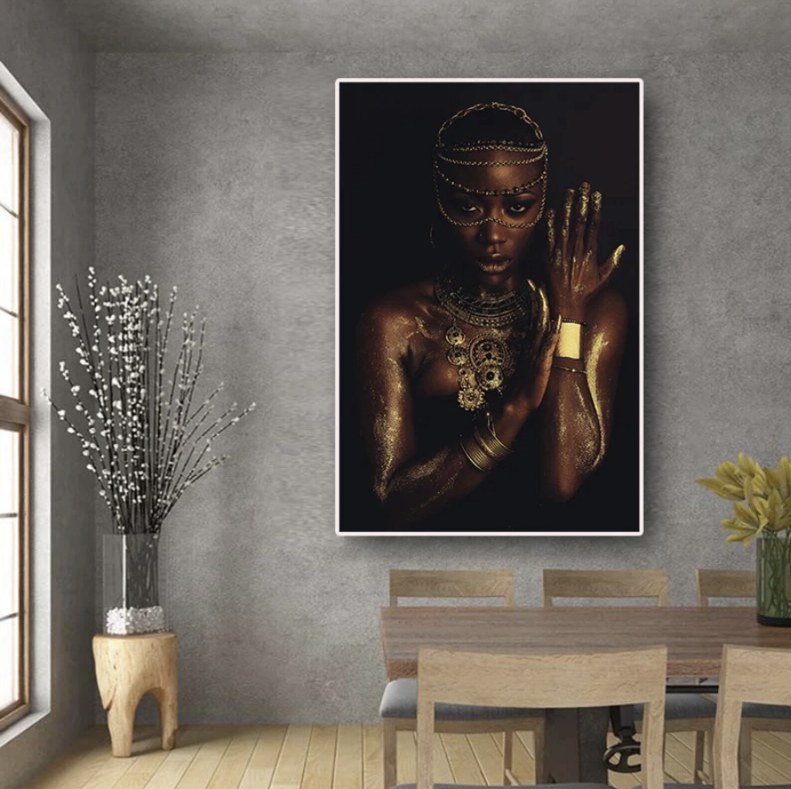 Black And Gold African Scandinavian Nude Wall Art Etsy